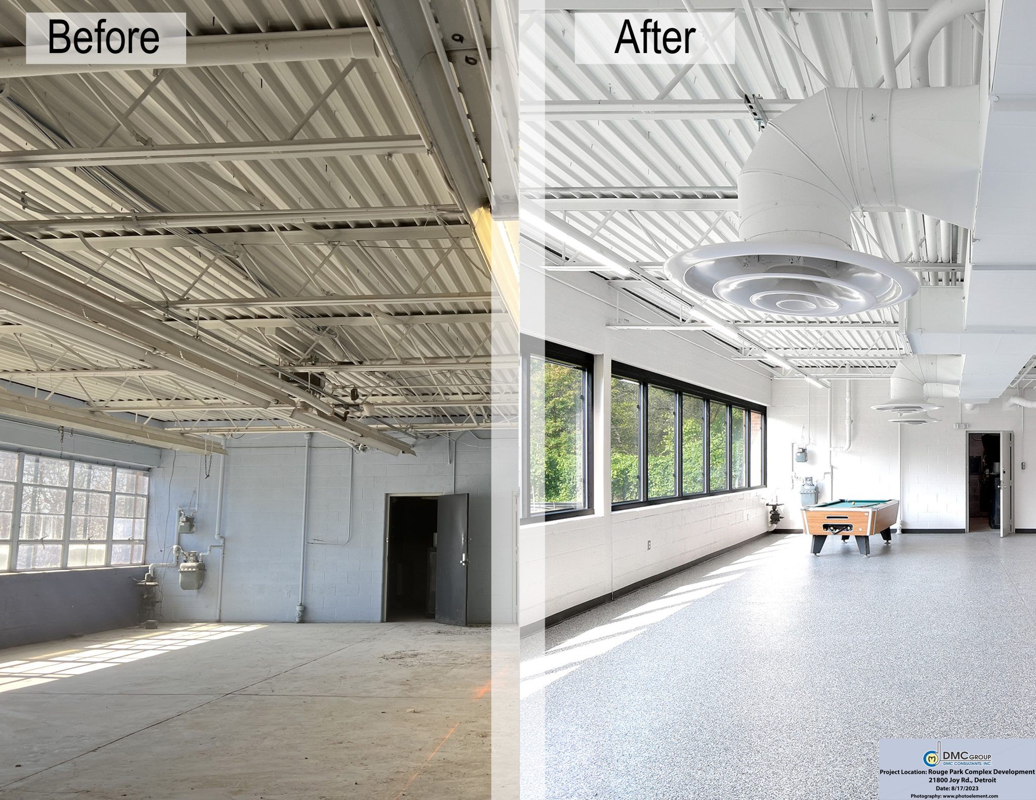 Hallway Before and After - Redstone Architects Inc.